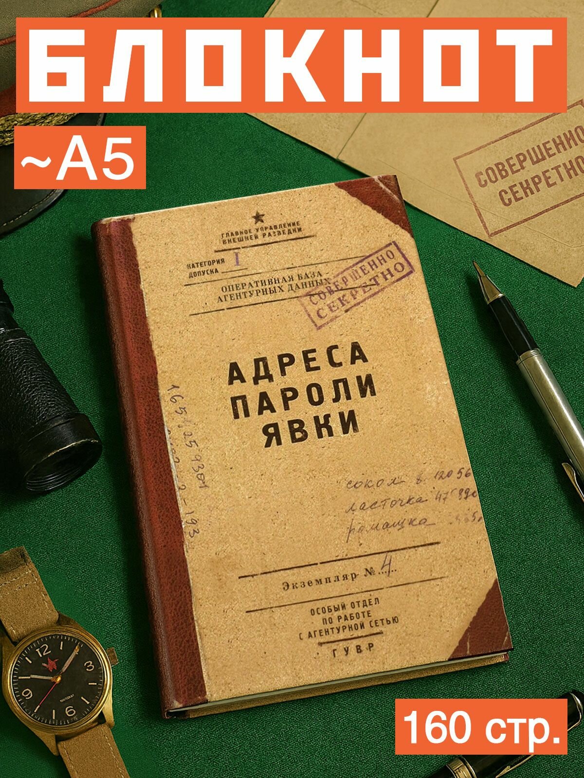 Записная книжка / блокнот - "Адреса, пароли, явки" - Бюро Находок А5 формат а5 тематический