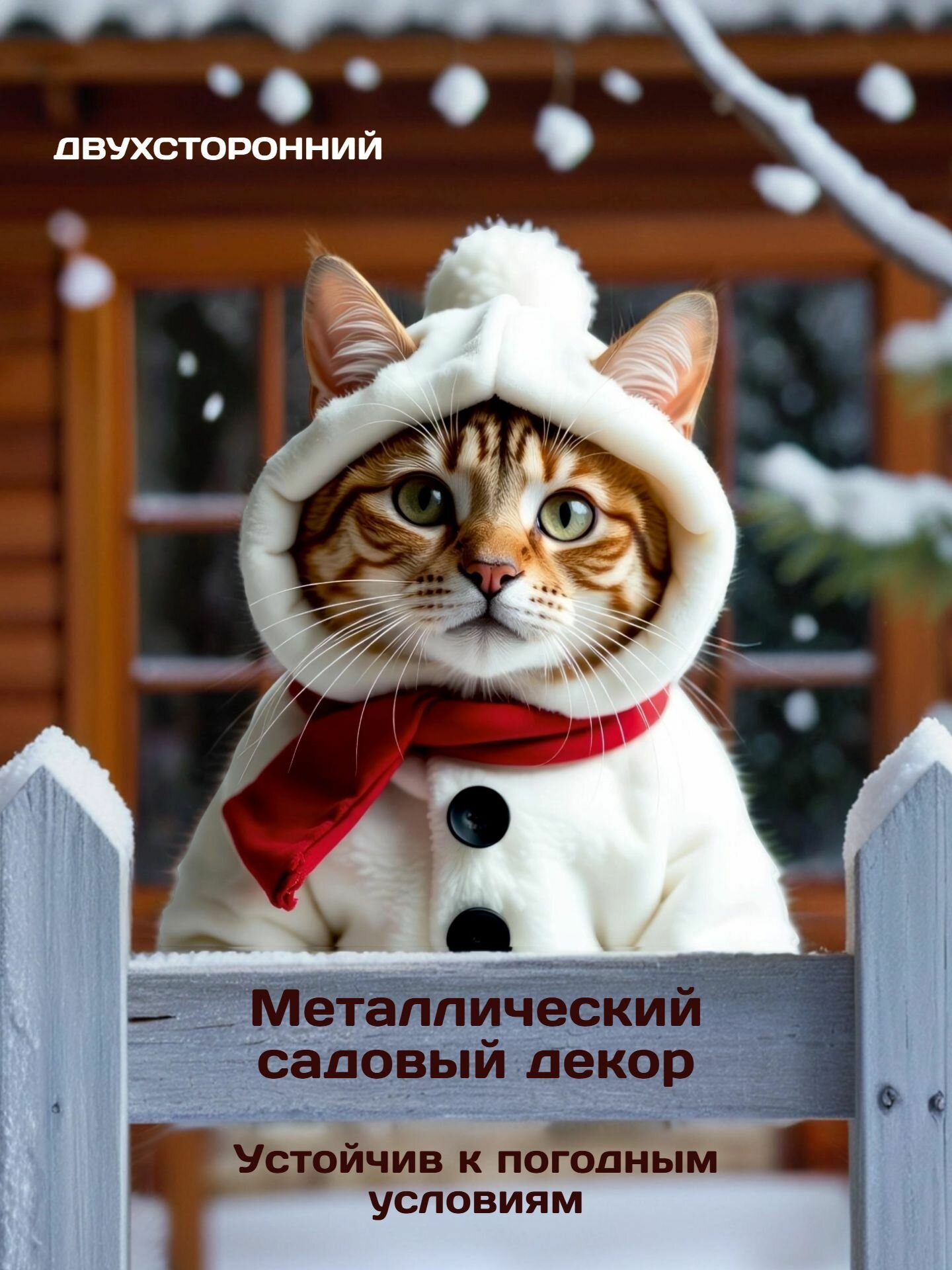 Садовый декор из металла "Котик в шубке", 20*25 см