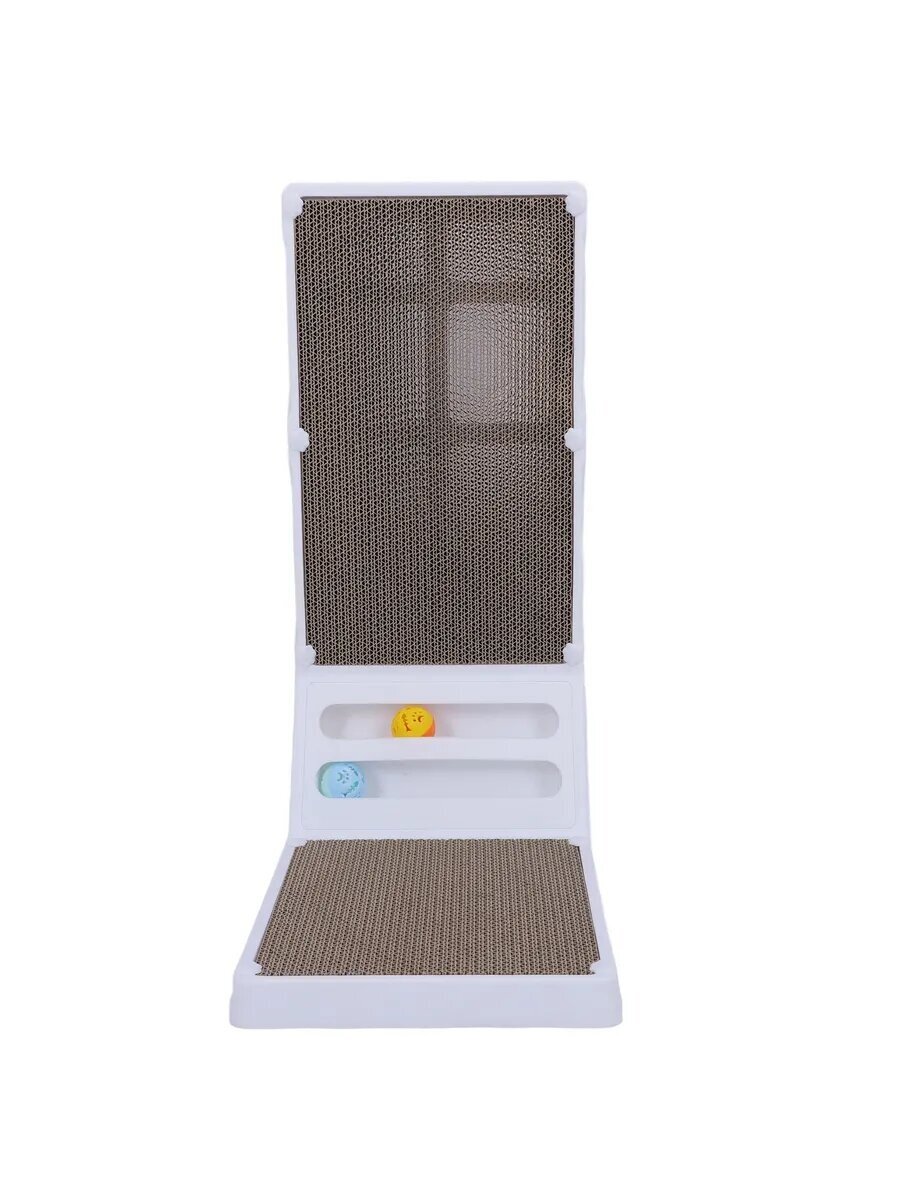 Когтеточка для кошек G-образной формы, картонная, белая, 60 см x 16,5см