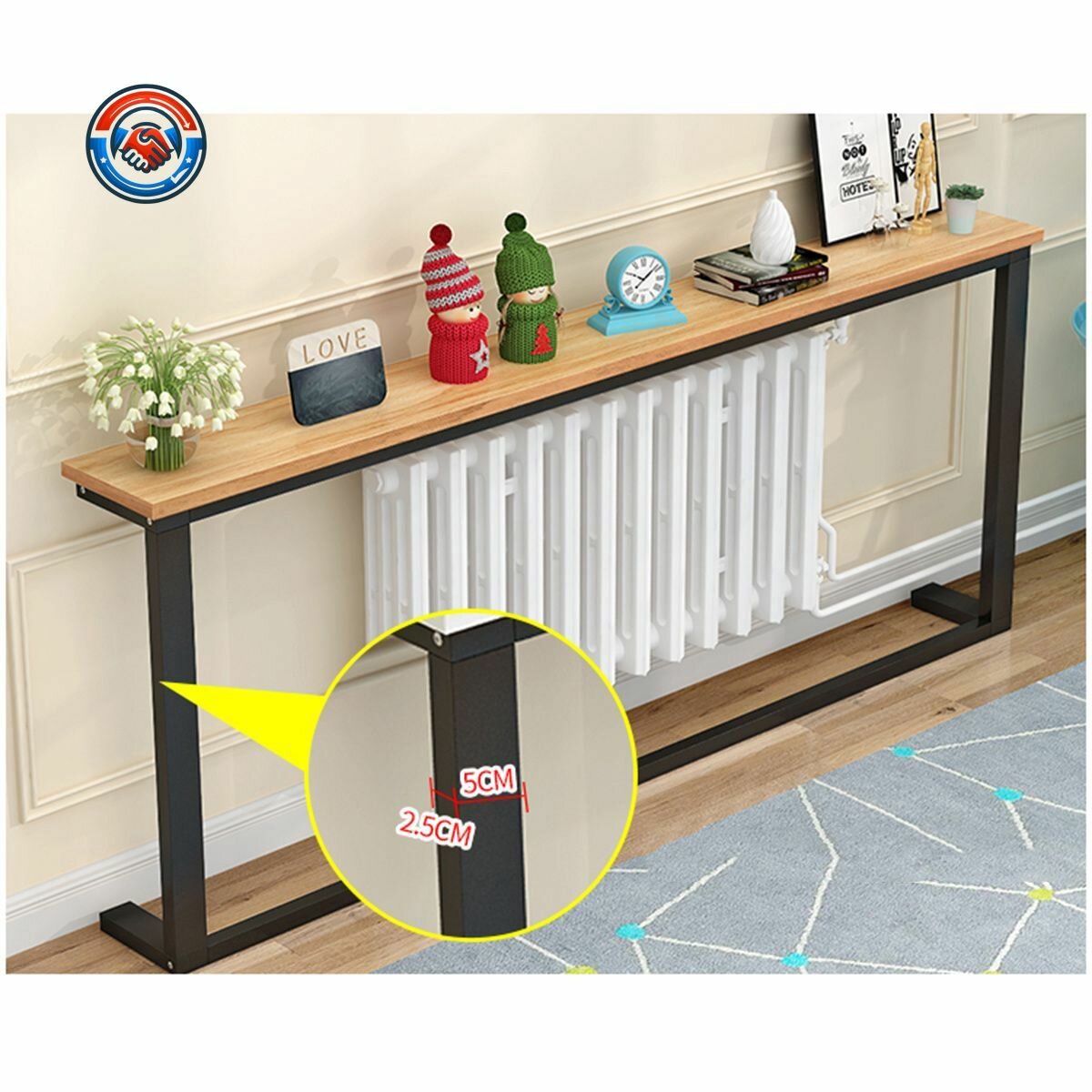 Узкая консоль кованая для прихожей и гостиной, компактный металлический столик у стены, ламинированная столешница, простая сборка, дизайнерская мебель в разобранном виде