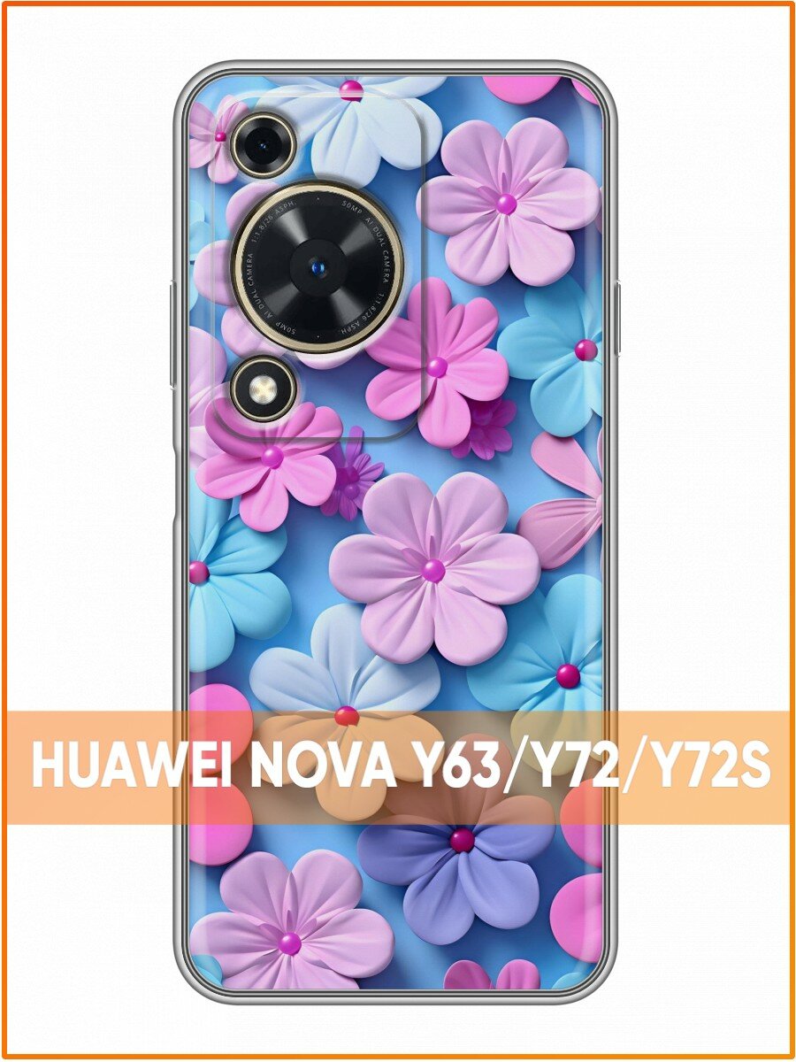 Чехол для Huawei Nova Y72, Nova Y72s, Nova Y63 с принтом для женщин с цветочками (Хуавей Нова у72, Нова у72с, Нова У63)