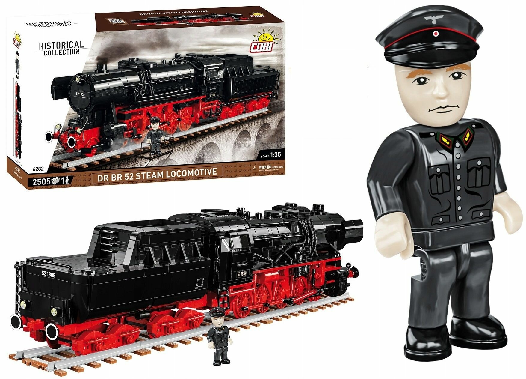 Конструктор Cobi Historical Collection- Паровоз DR BR 52 + фигурка, 2505 эл. - 6282