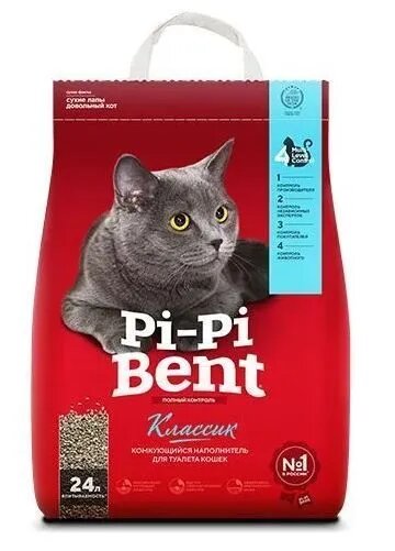 Наполнитель комкующийся для туалета кошек Pi-Pi-Bent Классик 10 кг