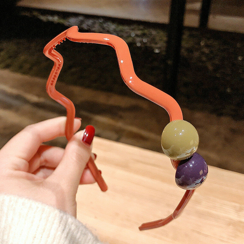 Аксессуар korean style acrylic headband для девочек с элегантным круговым дизайном оранжевый