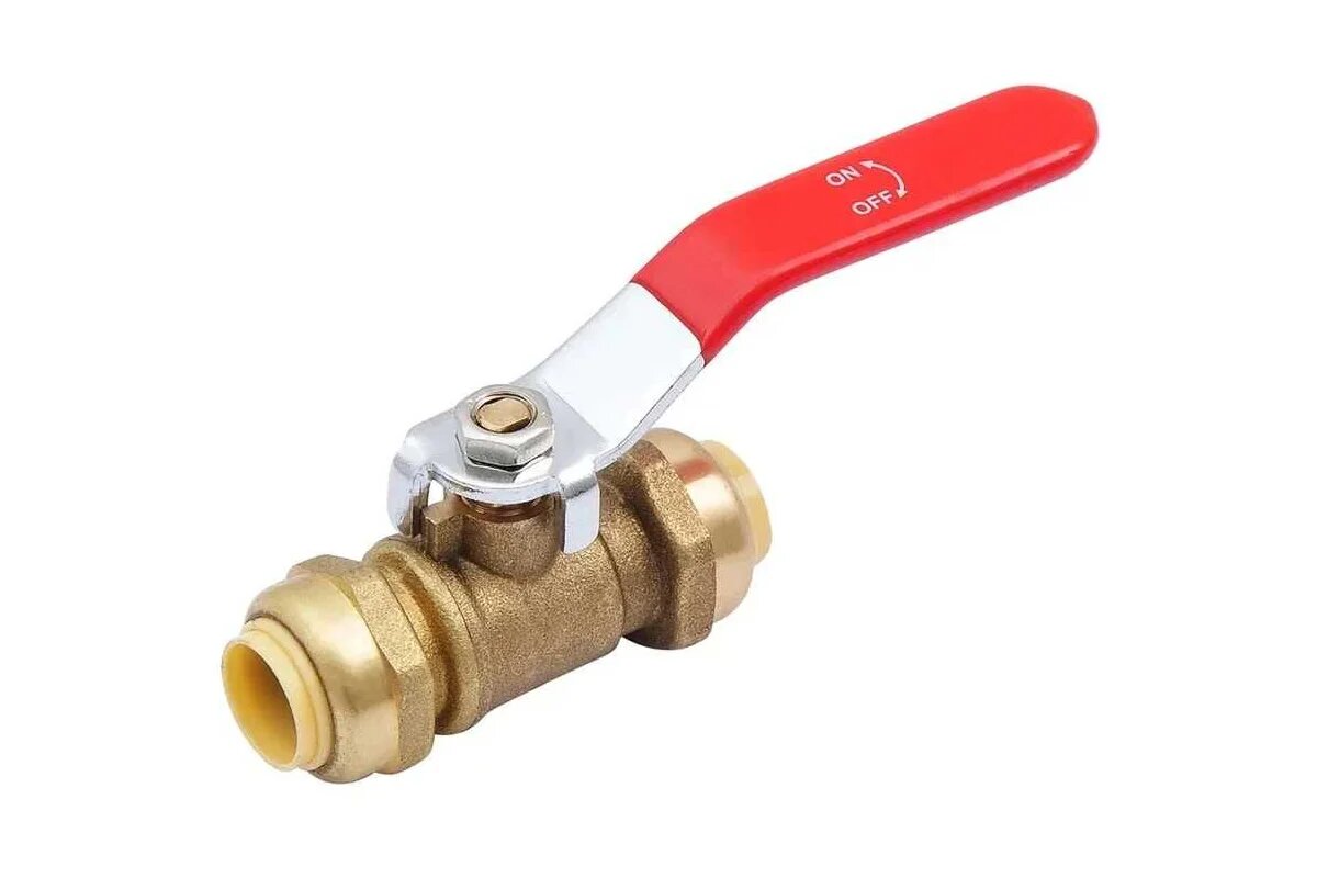 Шаровой кран SMT прямой 16 мм PPSU с push‑to‑connect, 10 бар, до 100 °С, красный флажок, без резьбы и крепления