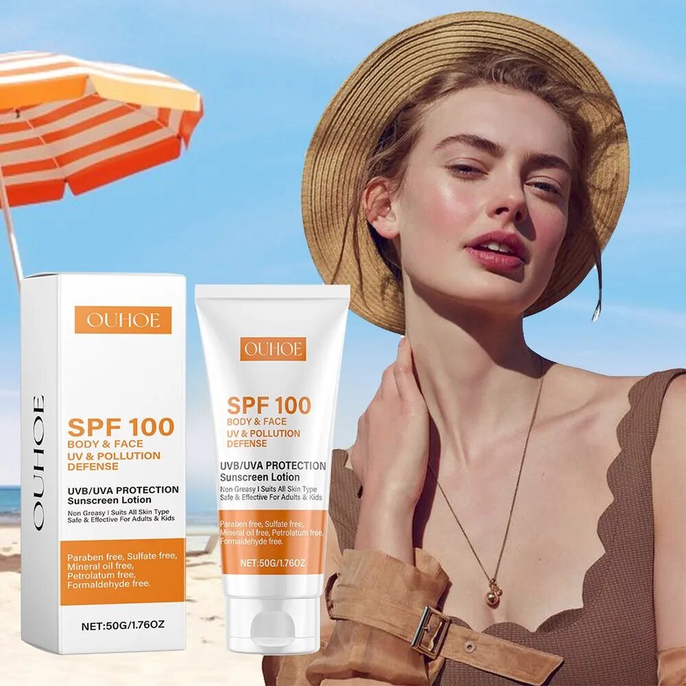 Солнцезащитный крем SPF 100+ 50 г для лица и тела, антивозрастной, для путешествий и активного отдыха