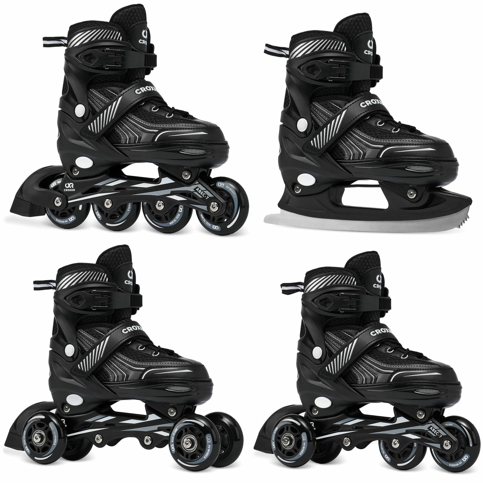 DECATHLON ролики croxer optima, черный, размер 35/38