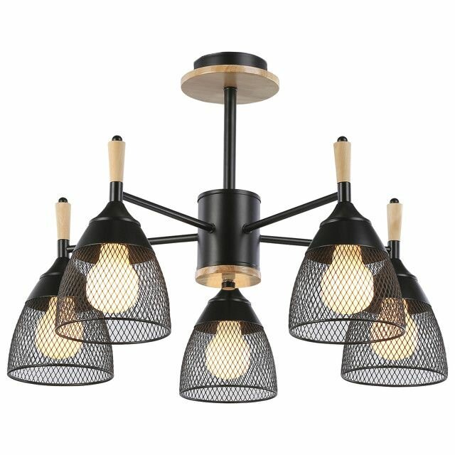 Люстра потолочная JUPITER Lighting Ambrella 11713, 5х60 Вт Е27 металл, дерево