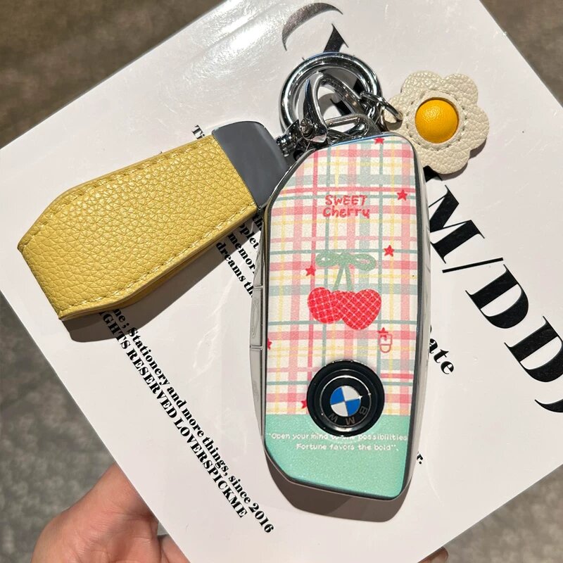 BMW Ключевой чехол G Style с ягодным узором яйцевой цветок + желтый шнур подходит для моделей BMW