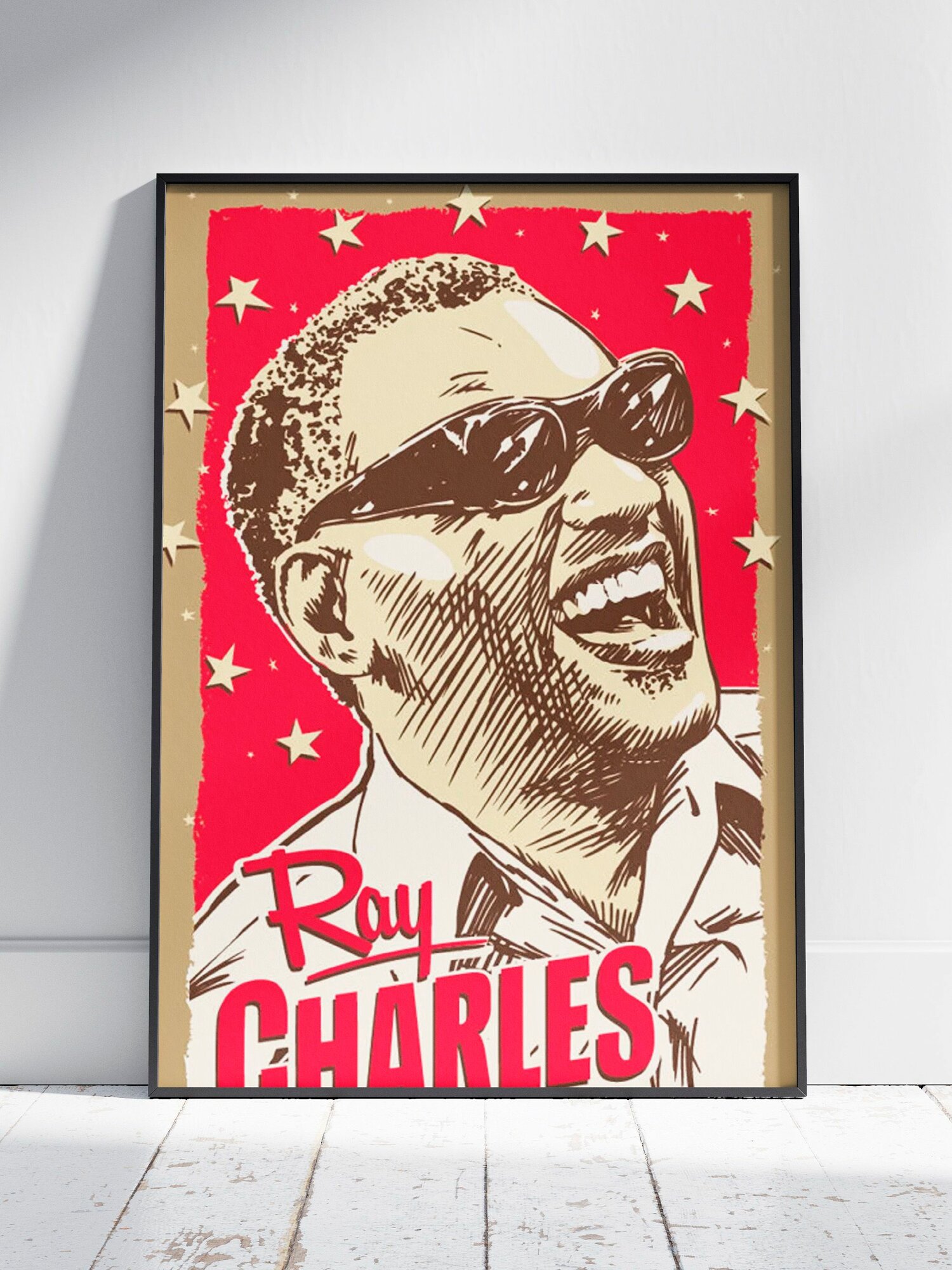 Плакат на стену для интерьера Рэй Чарльз (Ray Charles 8) - Постер по музыке и артисту формата A4 (21x30 см)