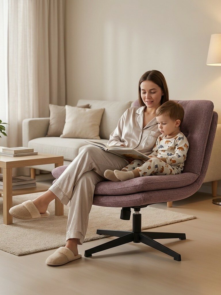 Кресло для отдыха лаунж TetChair с вращением на 360 градусов, велюр/букле, шейп какао