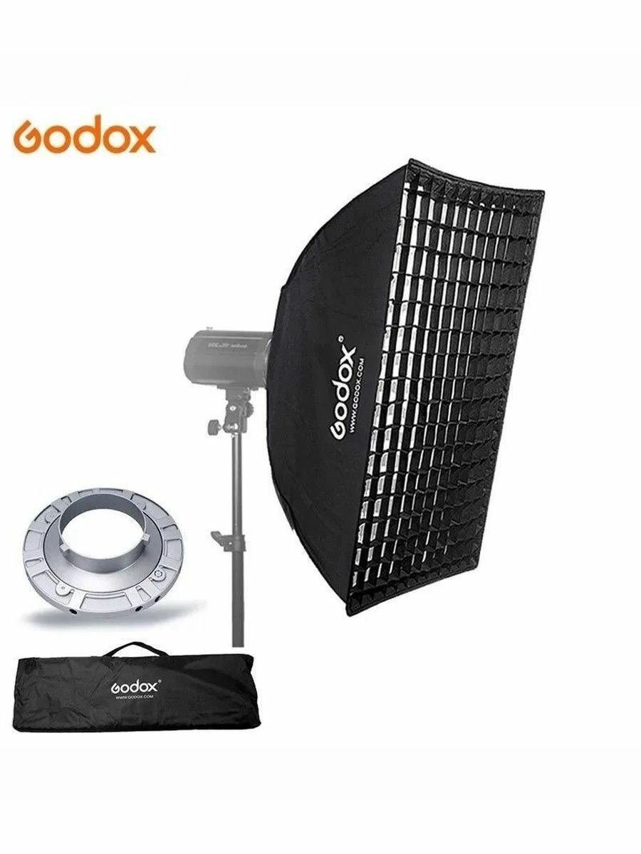 Эксклюзивный софтбокс Godox FW60X90 с креплением Bowens и сотовой решеткой