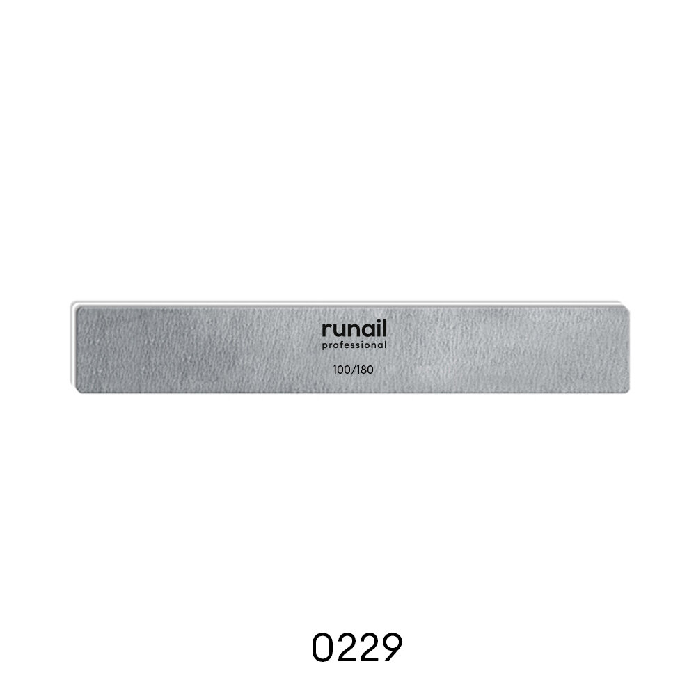 Набор, ruNail, Пилка для искусственных ногтей серая, прямая, 100/180, 10 шт.