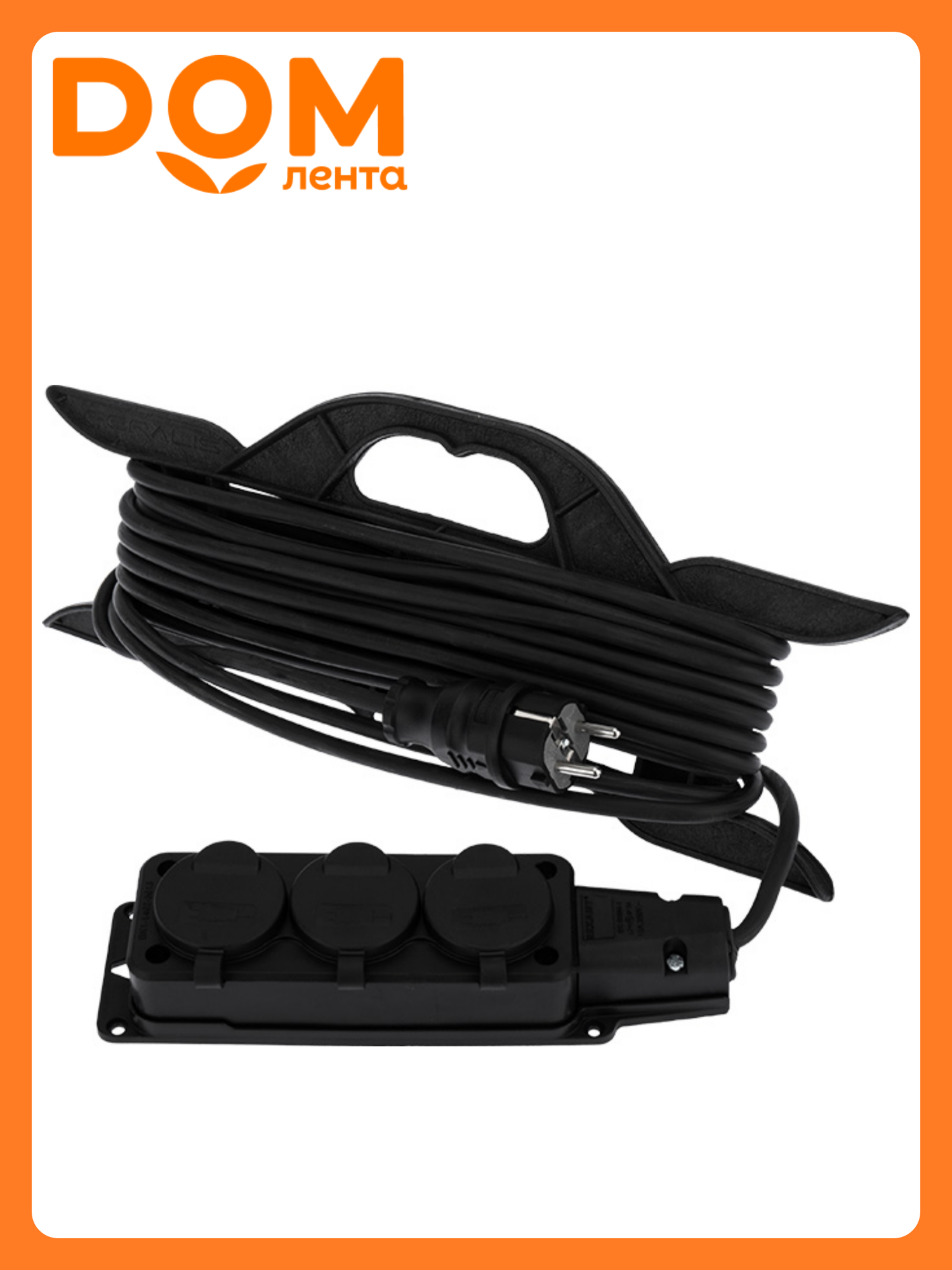 Удлинитель-шнур на рамке REXANT КГ 3х1.5 10 м 3 гнезда морозостойкий с/з 16 А 3500 Вт IP44