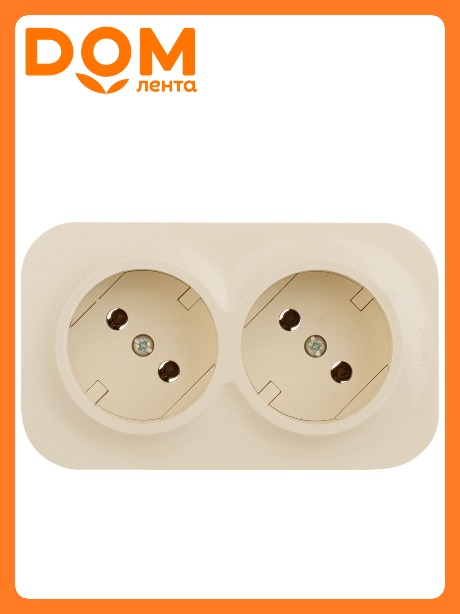 Розетка Legrand Quteo 782261, двухместная, IP20, пластик, цвет слоновая кость