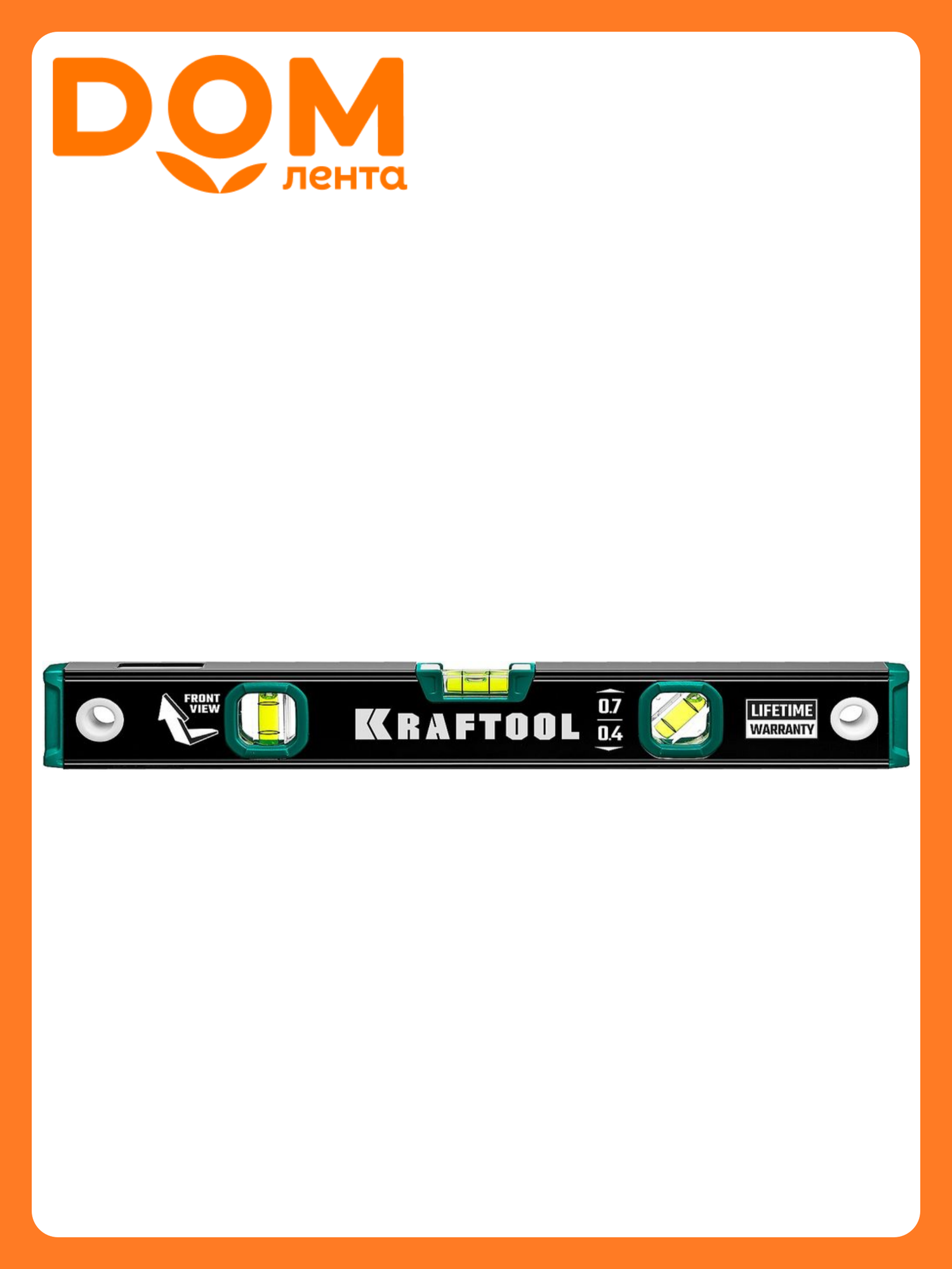 Уровень Kraftool, зеркальный глазок, фрезерованная грань, 40 см