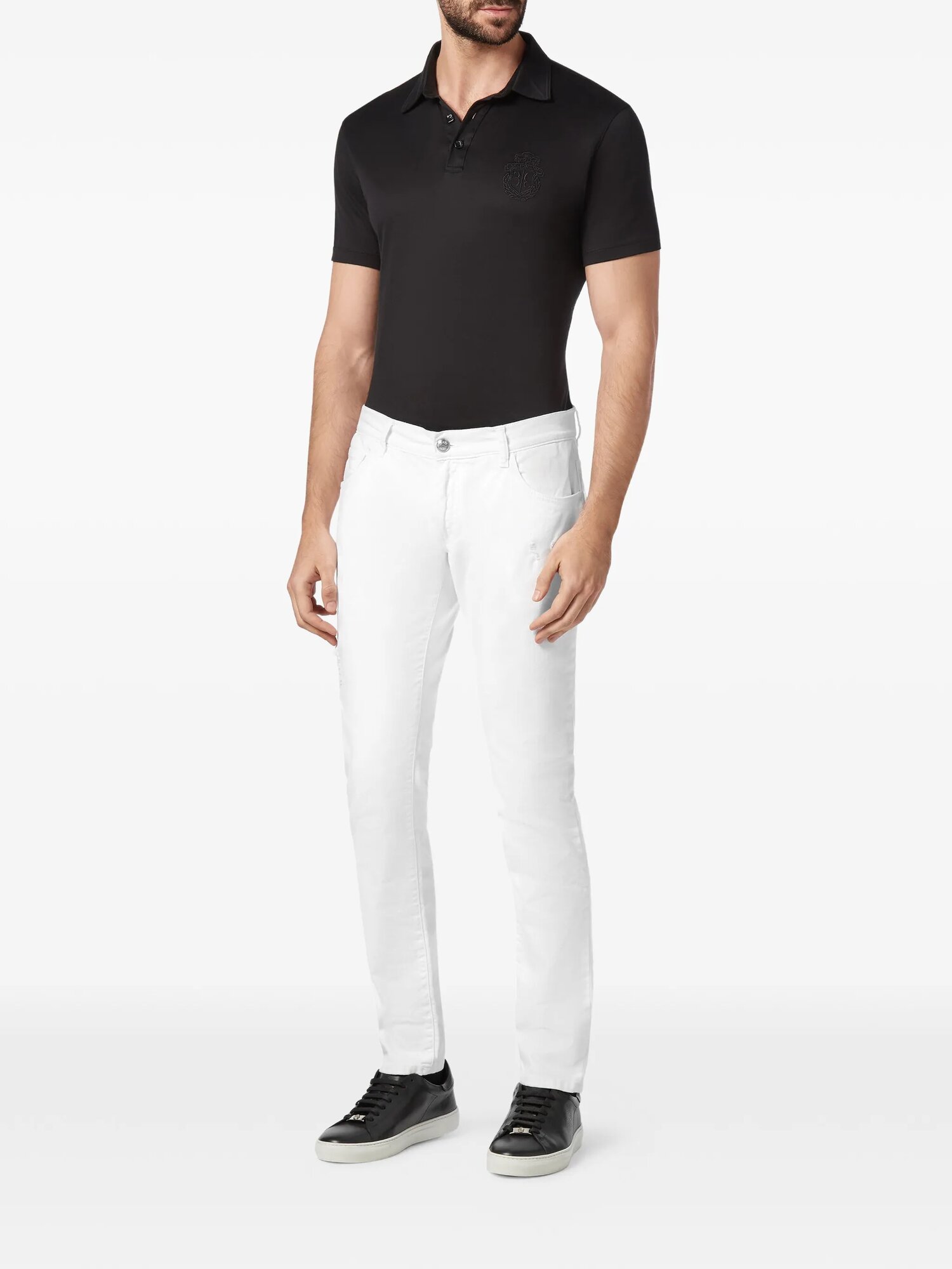 Джинсы Billionaire Monogram-stud slim jeans, размер S, white — фото 1