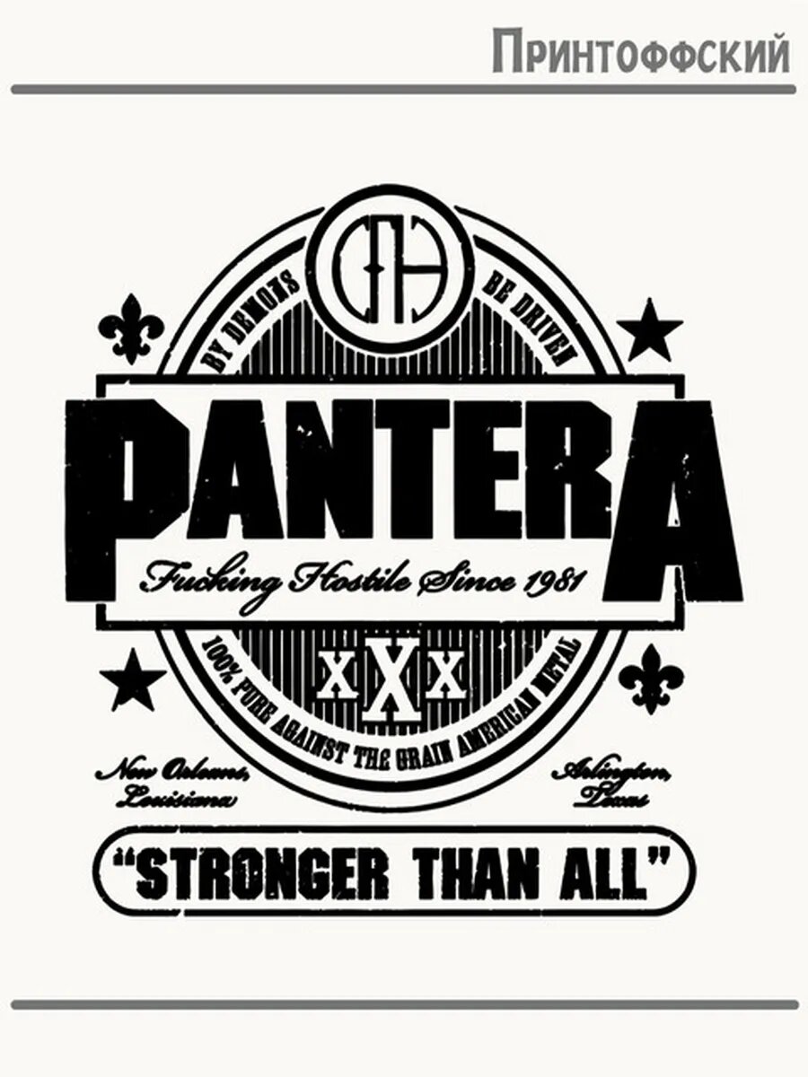 Термонаклейка для одежды и аксессуаров DTF-печать pantera рок группа пантера