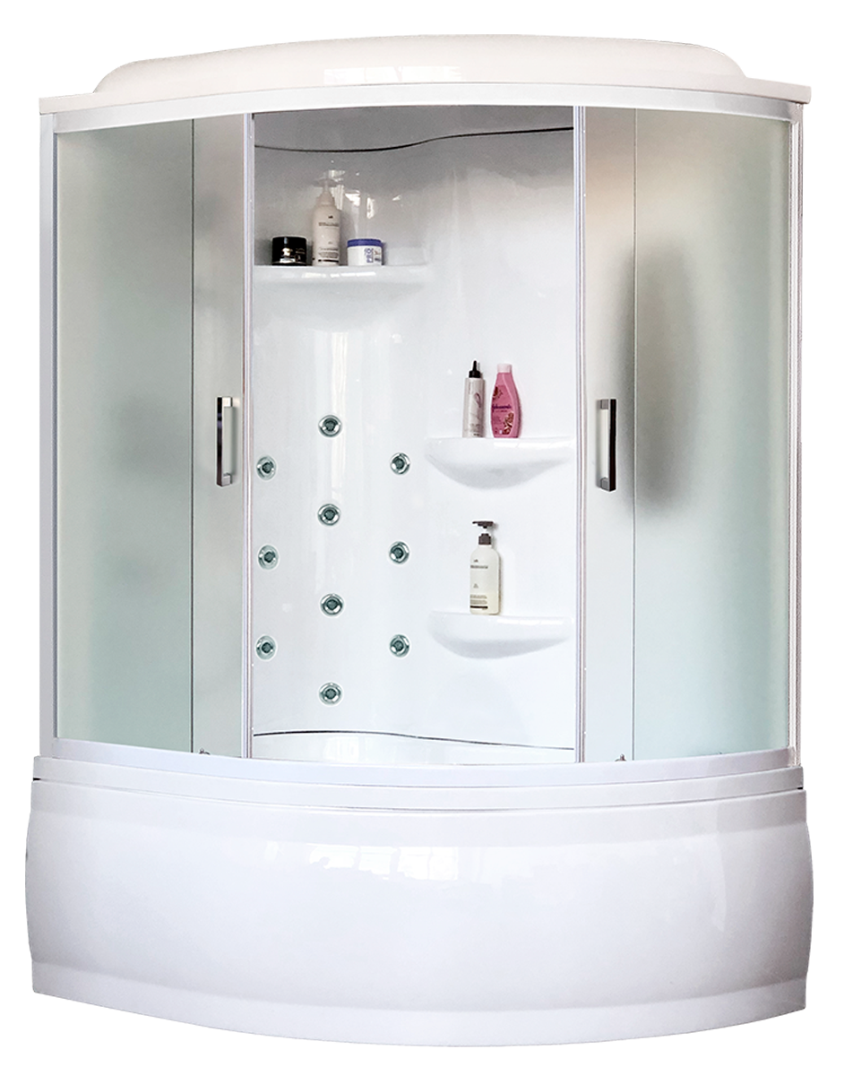 Душевая кабина Royal Bath Alpine 140x95x225 стекло матовое 6 мм, левосторонняя, с гидромассажем, профиль белый