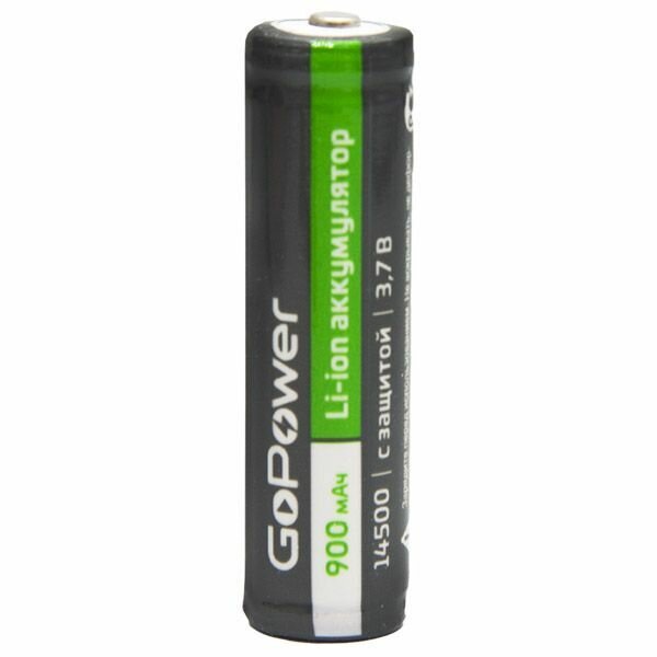 Аккумулятор 14500 900mAh 3.7V Li-ion GoPower с защитой высокий контакт