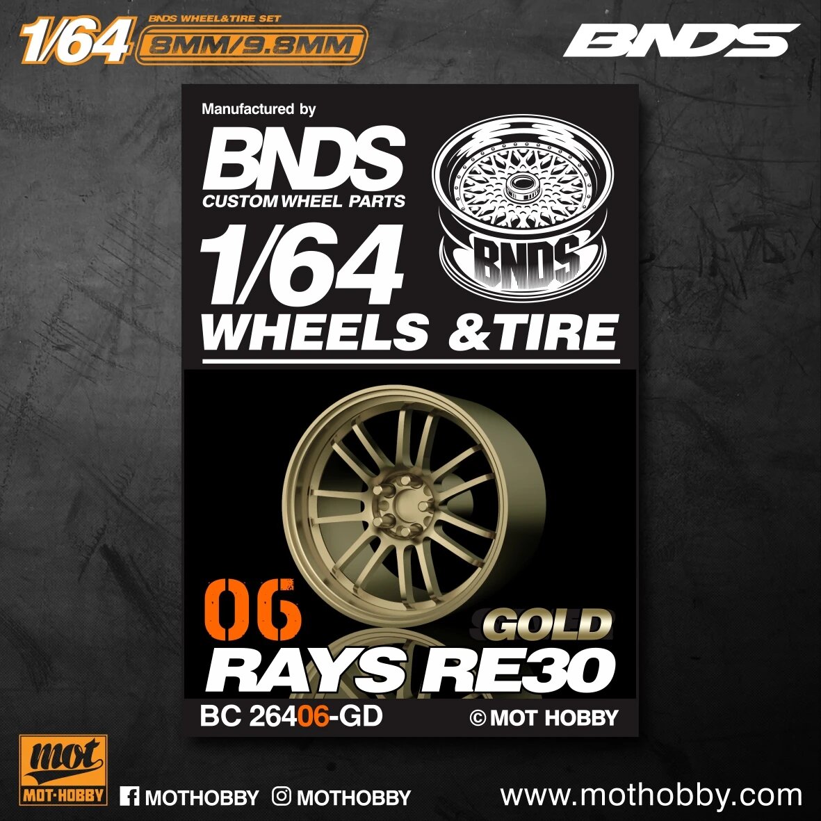 BNDS 1/64 Колеса Rays RE30 Gold BC26406GD