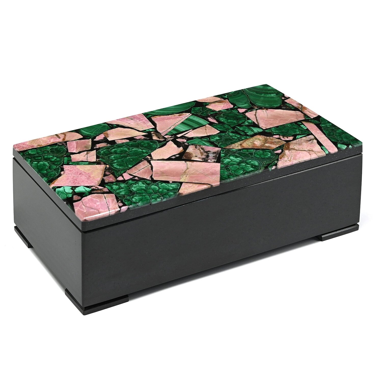 Шкатулка для денег Купюра камень малахит и родонит