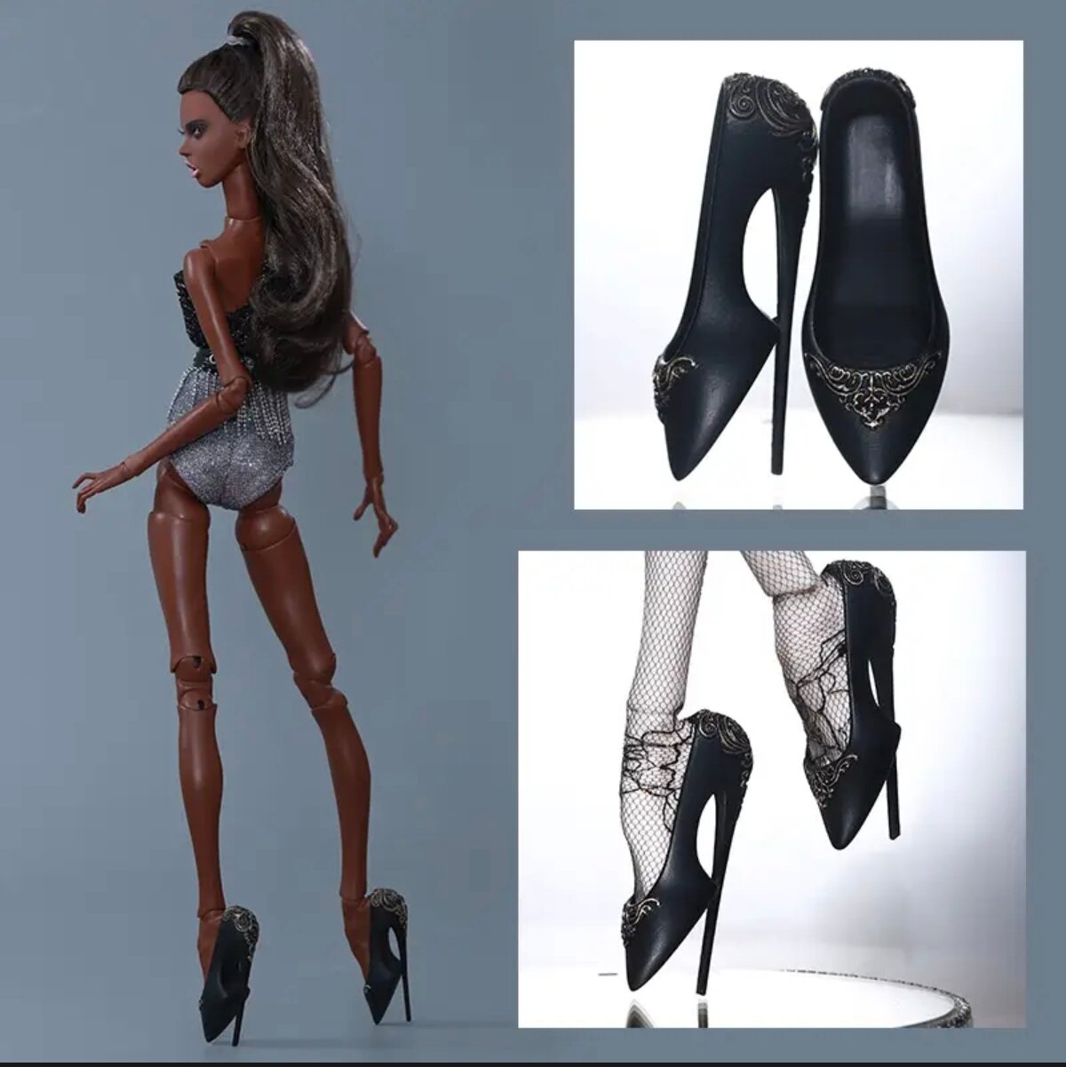 Туфли Oueneifs для куклы BJD 1/4 бронзового цвета, одна пара