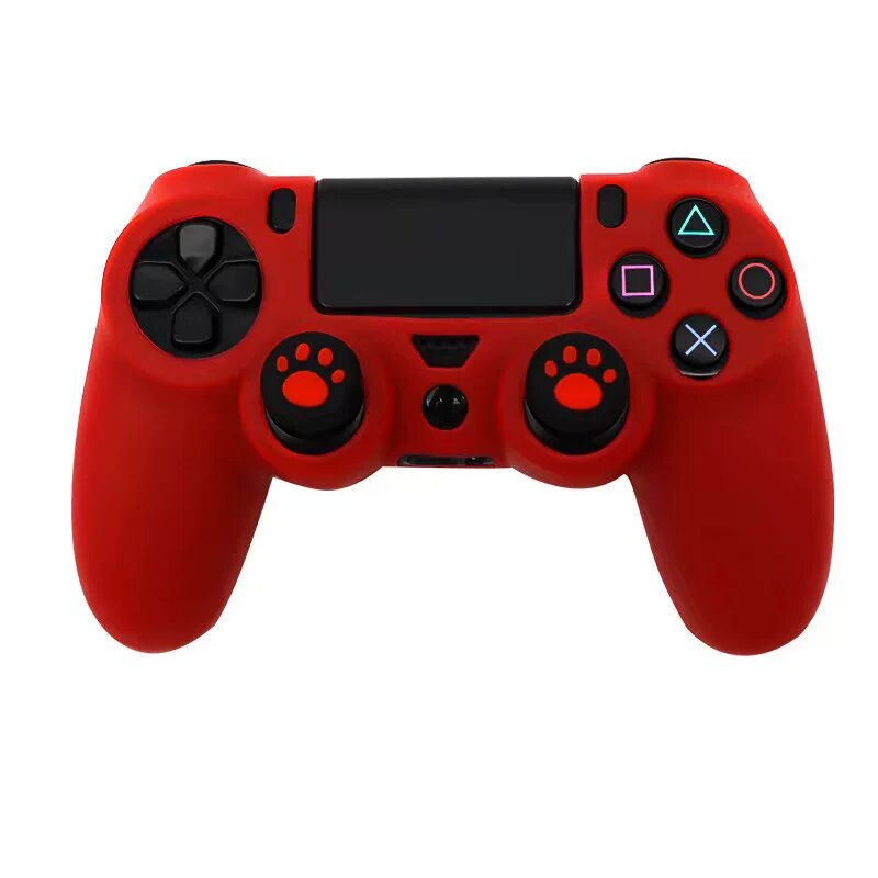 Силиконовый чехол для PS4 контроллера, цвет красный, мягкая резиновая защита с кошачьими лапками, один комплект