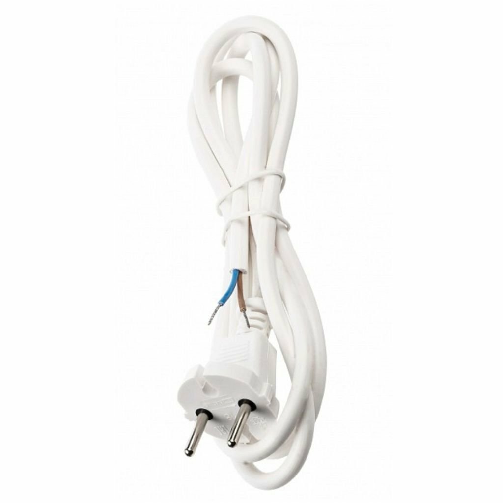 Шнур сетевой с вилкой TDM Electric ПВС 2х0.75 мм² 1.5 м белый без заземления SQ1305-0071 для электроприборов и техники
