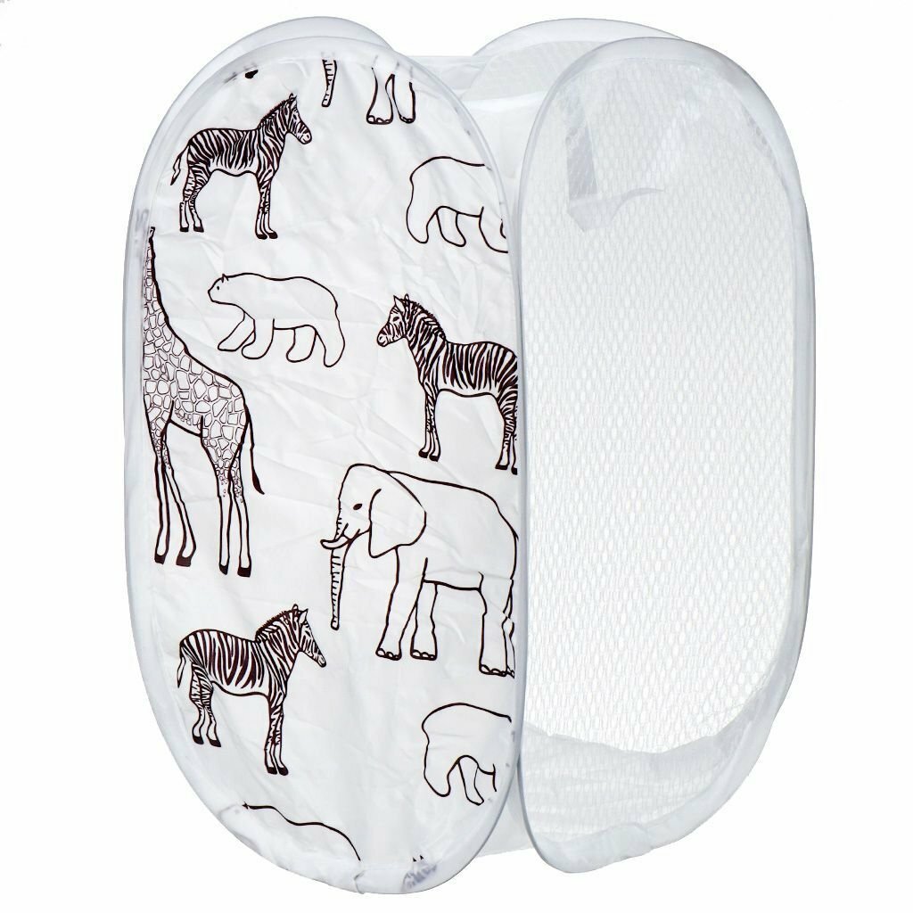 Корзина для белья и игрушек прямоугольная 30х30х48 см белая складная с ручками Y4-6492 для организации хранения дома