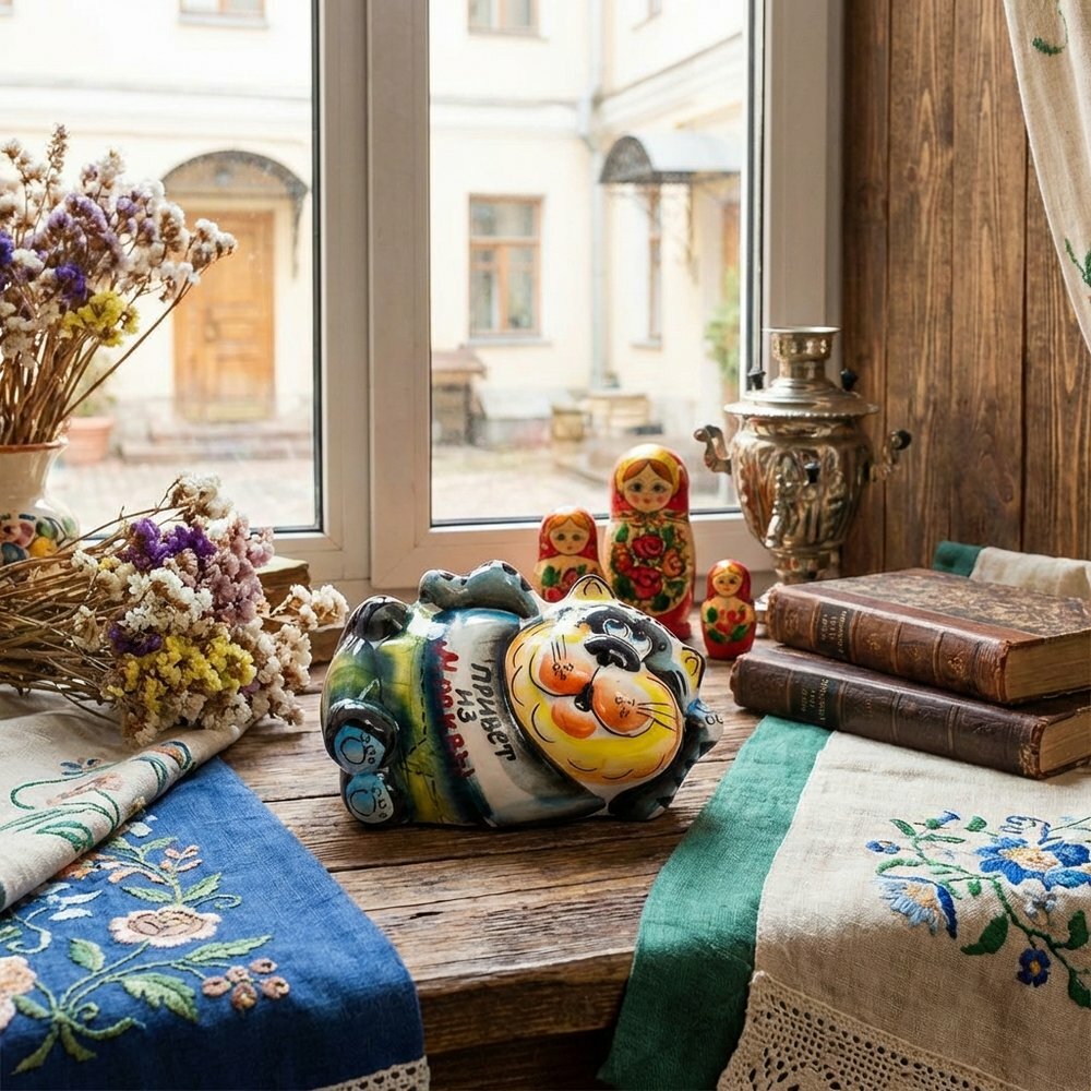 Фигурка Кот бол. цв. ГЛ-354 Народные промыслы Фарфор