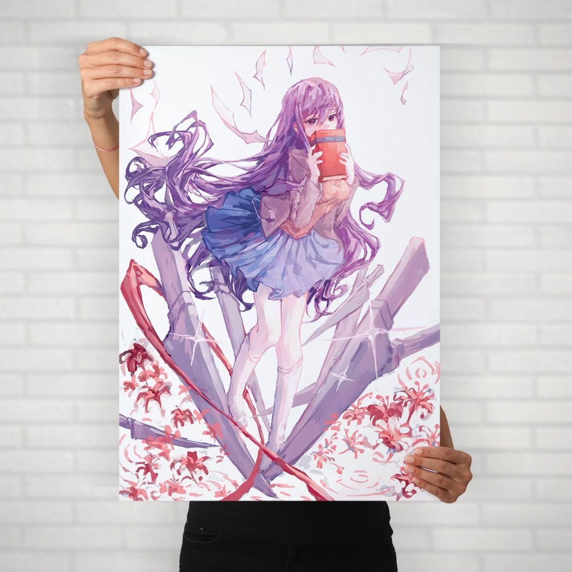 Плакат на стену для интерьера Литературный клуб Доки Доки (DDLC - Юри 10) - Постер по игре визуальной новелле формата А2 (42x60 см)