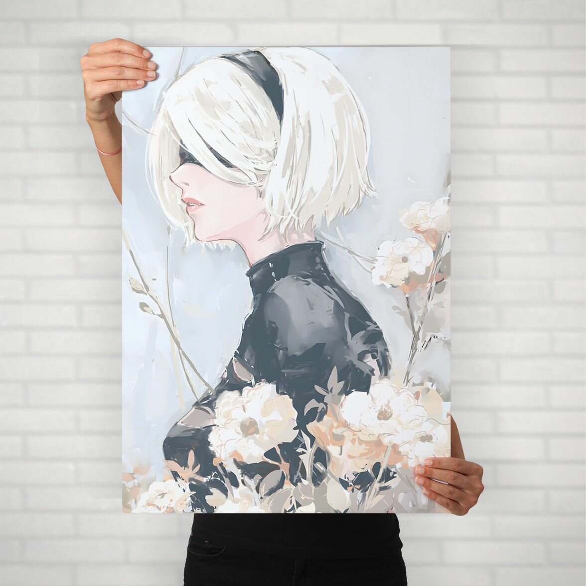 Плакат на стену для интерьера Ниер Автомата (2B - 11) - Постер по игре NieR Automata формата А2 (42x60 см)