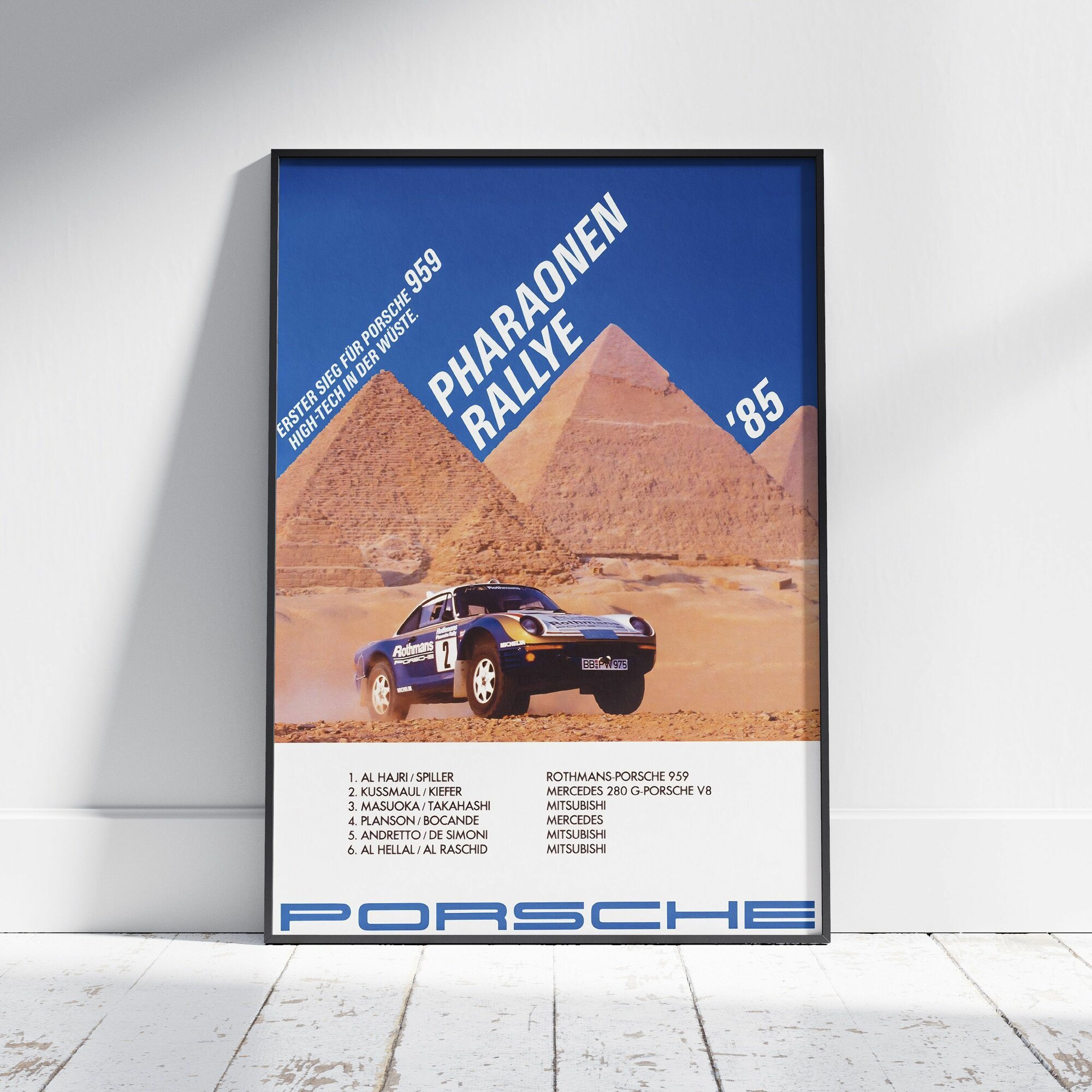 Плакат на стену для интерьера Культовые машины (Porsche 959 1) - Постер по легендарным и классическим ретро автомобилям формата А4 (21x30 см)