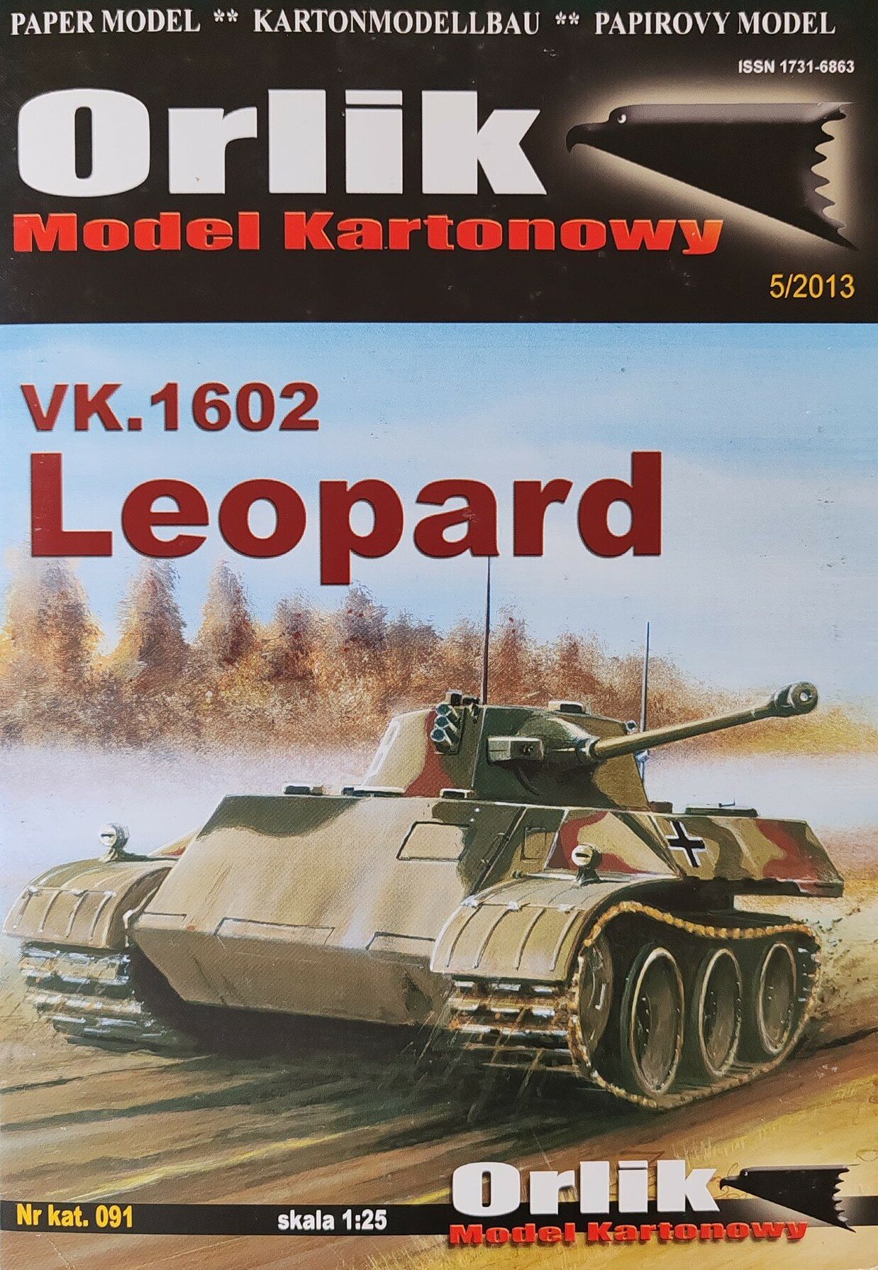 Сборная бумажная модель Танк VK.1602 Leopard - Orlik №91 (журнал)