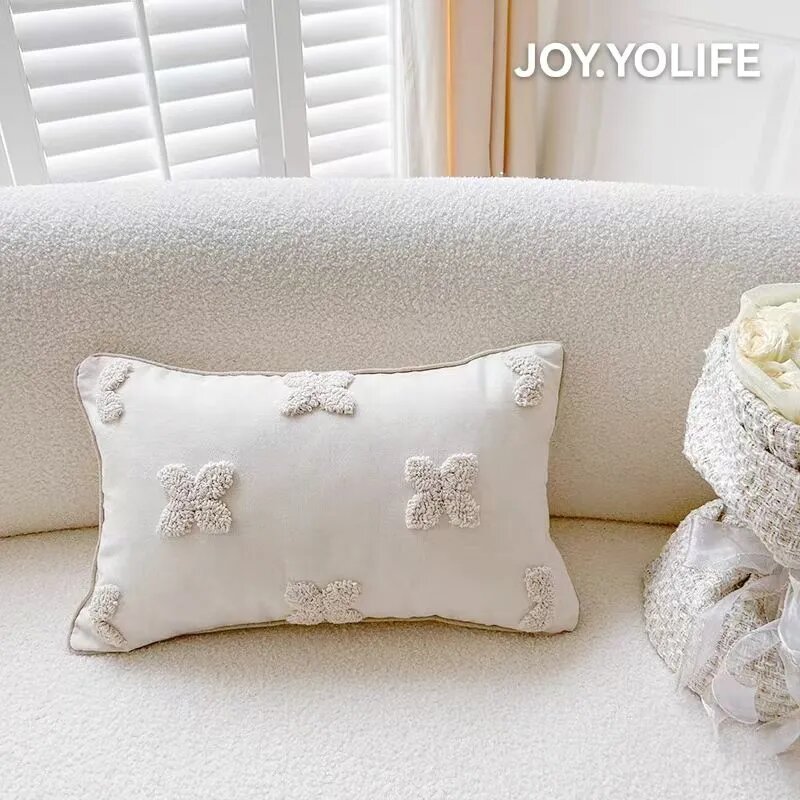 Декоративная подушка Joy.Yolife 30x50 см, полиэстер, хлопок, с вышивкой, 1 шт