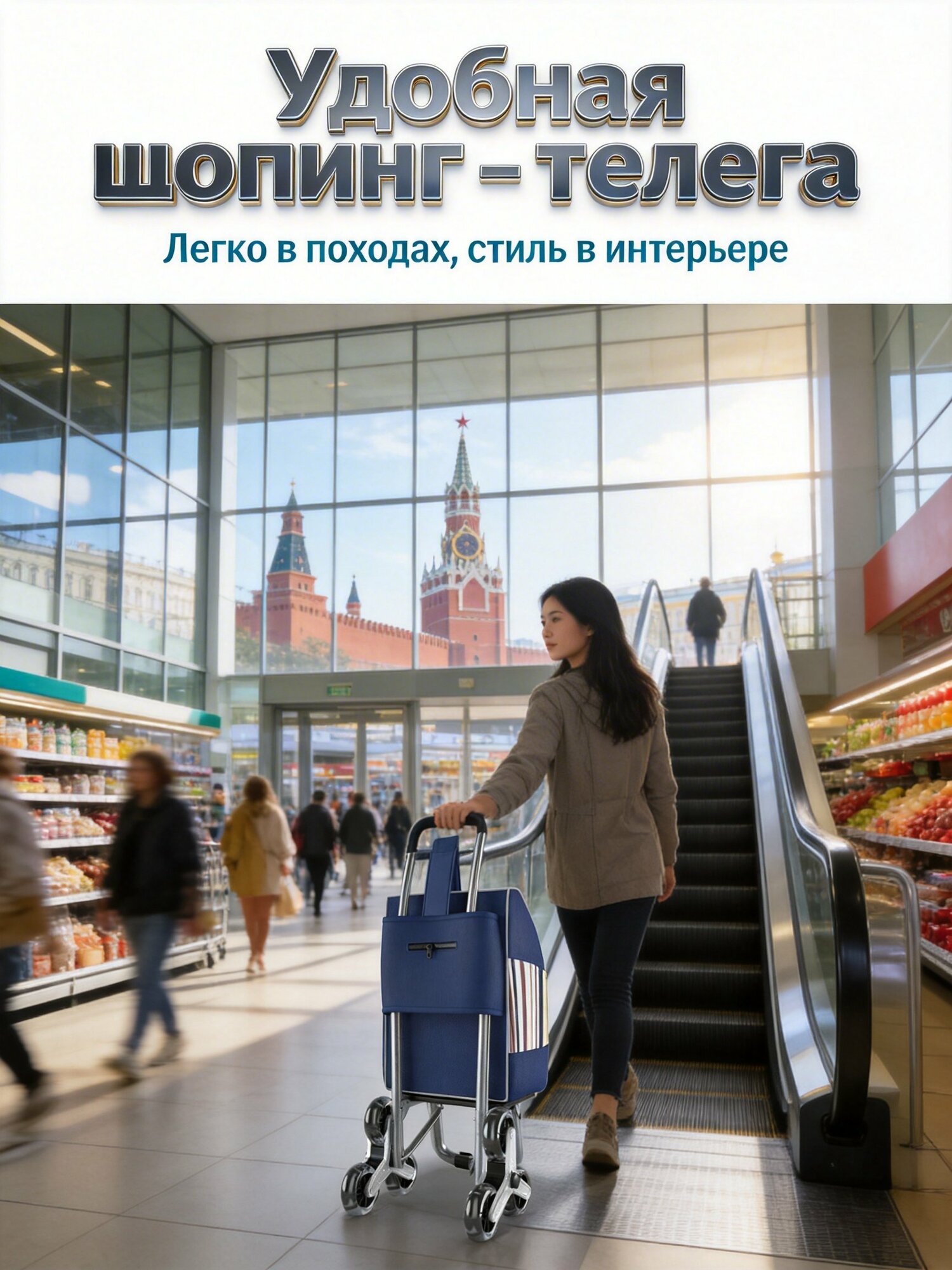 Сумка-тележка, складная тележка для покупок с водостойкой сумкой из оксфорда и стальной рамой, трехколесный механизм для подъема по лестнице