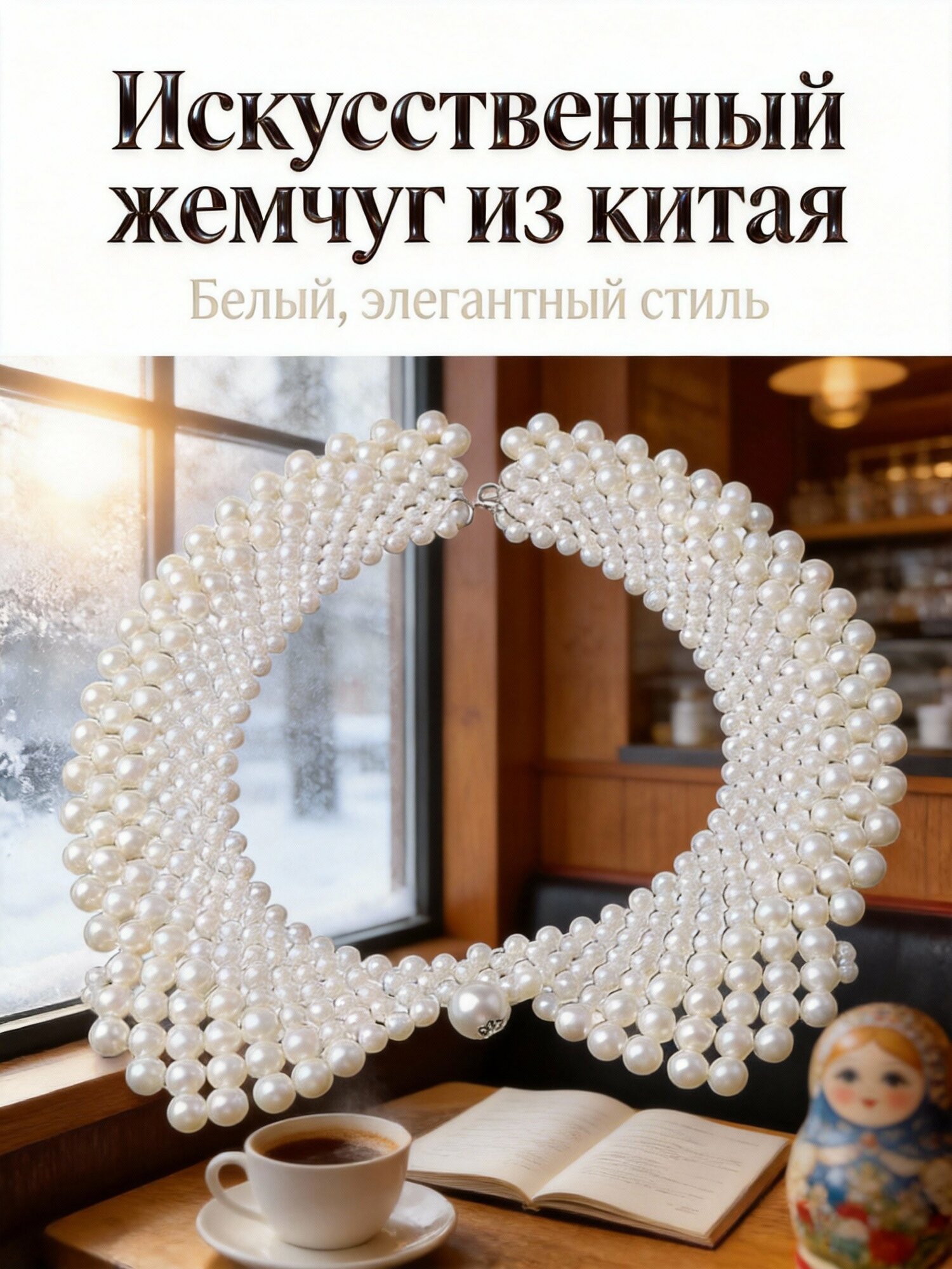 Искусственный воротник из жемчуга, ручная вышивка бисером и подвеска, регулируемая длина для свадебного и праздничного образа, белый и черный