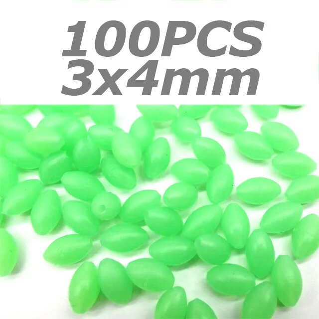 100 шт. светящиеся рыболовные бусины 3x4mm, зеленые