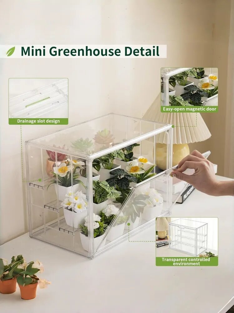 Парник, теплица домиком парник для рассады,36*22*27cm 0.36х0.22х0.27м, Акрилик