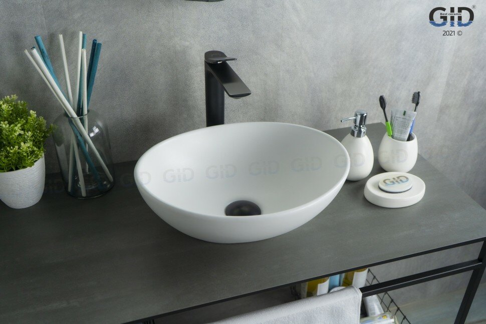 Раковина Gid N900 51164 накладная белый матовый 41x34x15