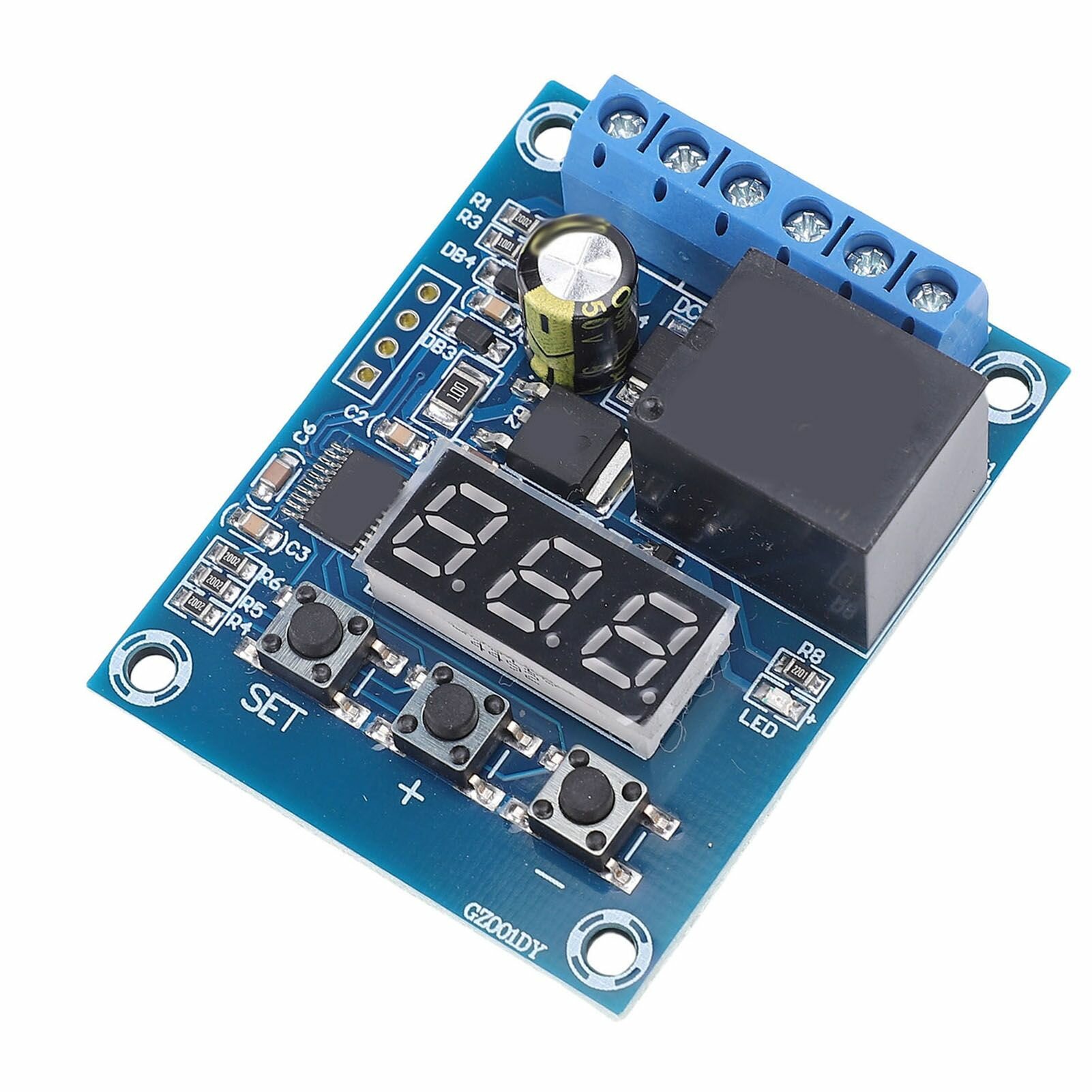 Реле контроля напряжения 12В DC, диапазон 0-99.9В, с дисплеем.