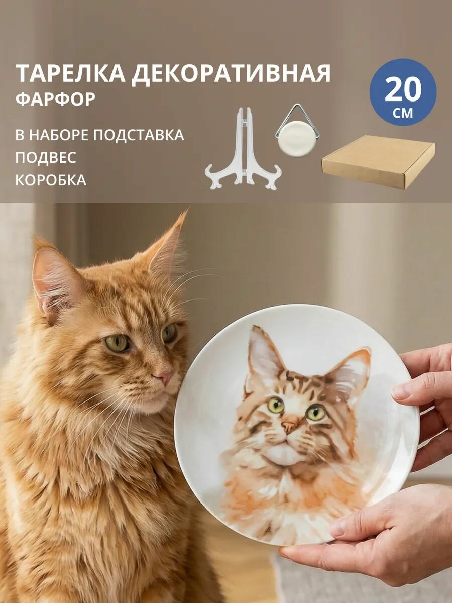 Тарелка декоративная фарфоровая 20 см Персик