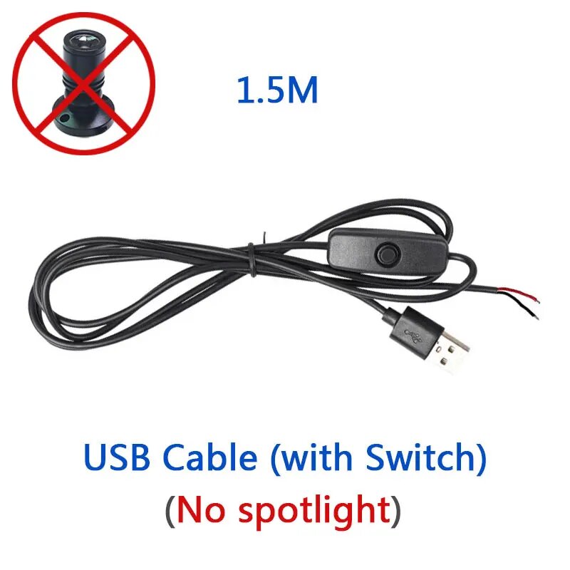 USB кабель с выключателем, 1.5м, черный