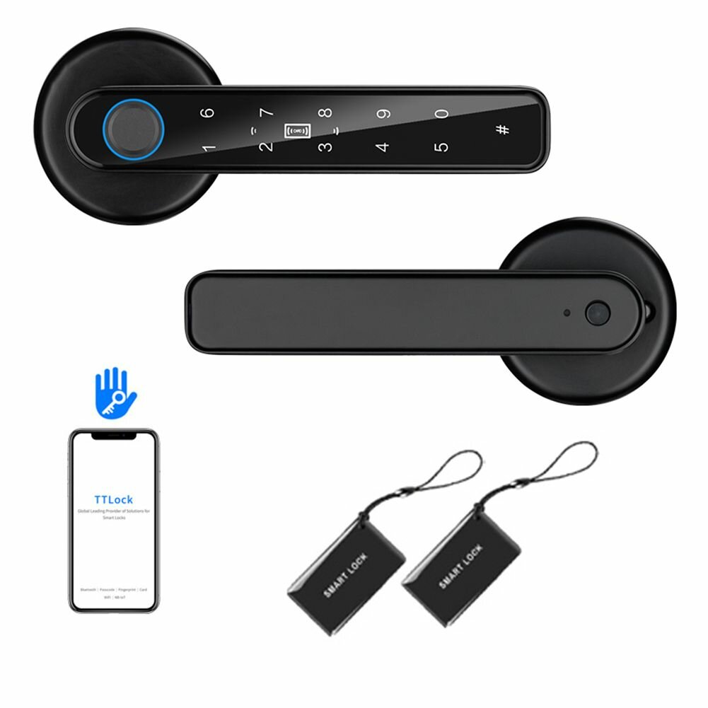 Умный замок с отпечатком пальца и приложением TTLOCK для дверей из стекла и дерева