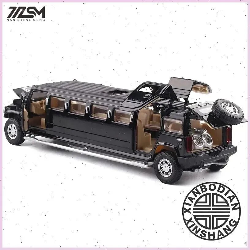 Коллекционная машинка Лимузин WiMi Hummer H2 в металлическом корпусе, реалистичные модели с инерционным механизмом, игрушки для детей с открывающимися элементами и светозвуковым сигналом-DKD-CJ0814