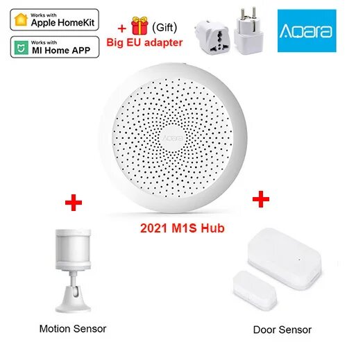 Aqara M1S Hub Gateway Наборы умного дома Zigbee Датчики температуры, двери, движения, дыма Удаленный контроль Работает с приложением Xiaomi HomeKit-3 в 1, как на картинке DM