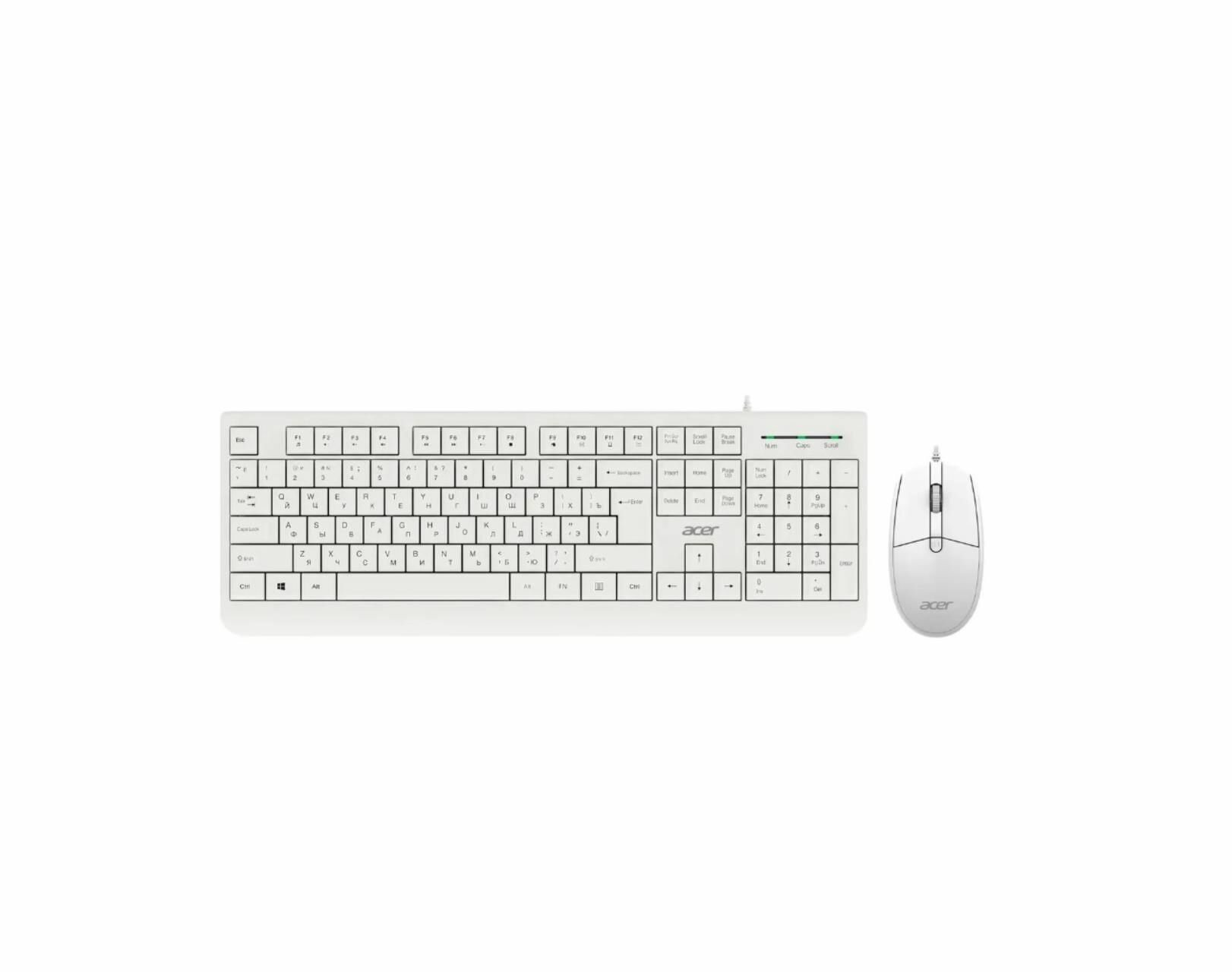 Клавиатура + мышь Acer OCC400 клав: белый мышь: белый USB