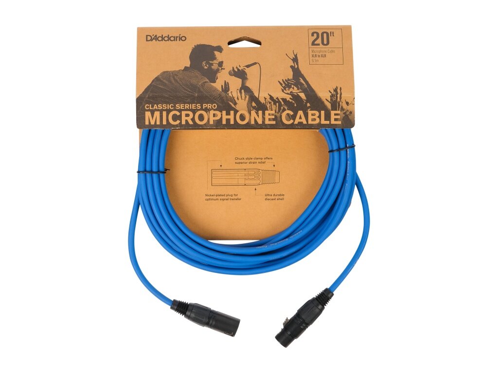 PW-CPMIC-20BU Classic Series Pro Микрофонный кабель, 6м, синий, D'Addario