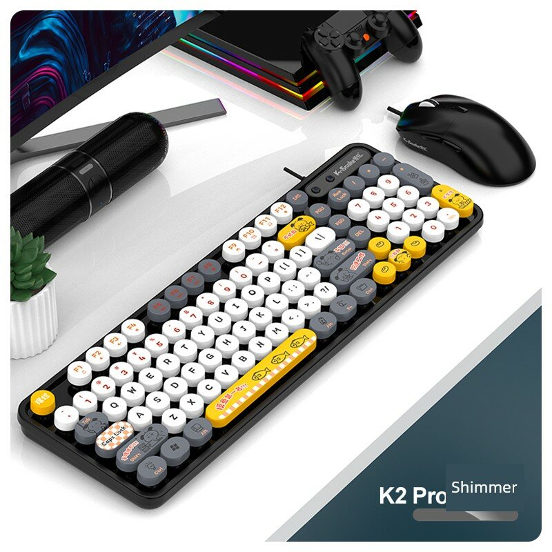 Беспроводной комплект клавиатуры и мыши K2 PRO с цветом свечения для игр, офиса, ноутбука и настольного ПК, включая